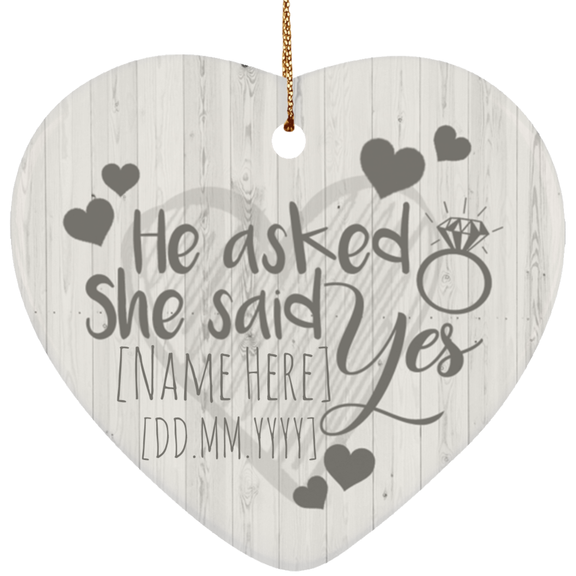 Engaged Ornament | Personalized Engagement He Asked She Said Yes ...