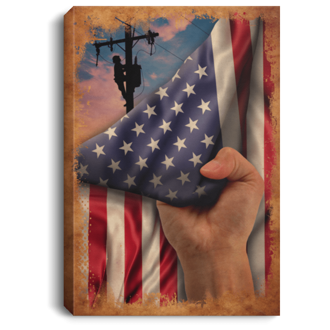 Lineman Home Decor | Lineman American Flag Electrician Wall Art | CubeBik
