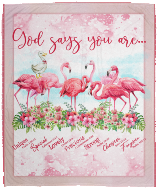 Bible Verse Blanket | God Says You Are - Flamingo Blanket - Bible Verse ...