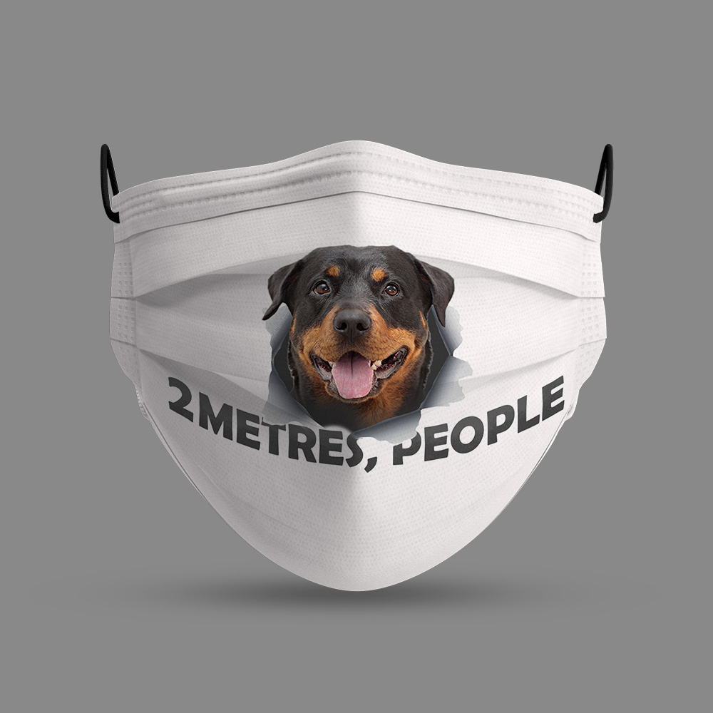 Rottweiler 2 Metres Social Distancing Face Mask | Rottweiler 2 Metres ...