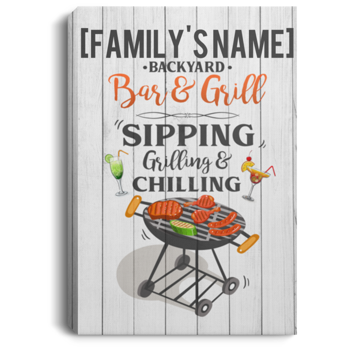 Personalized BBQ Sign | Personalized Family Name Bar And Grill Canvas ...