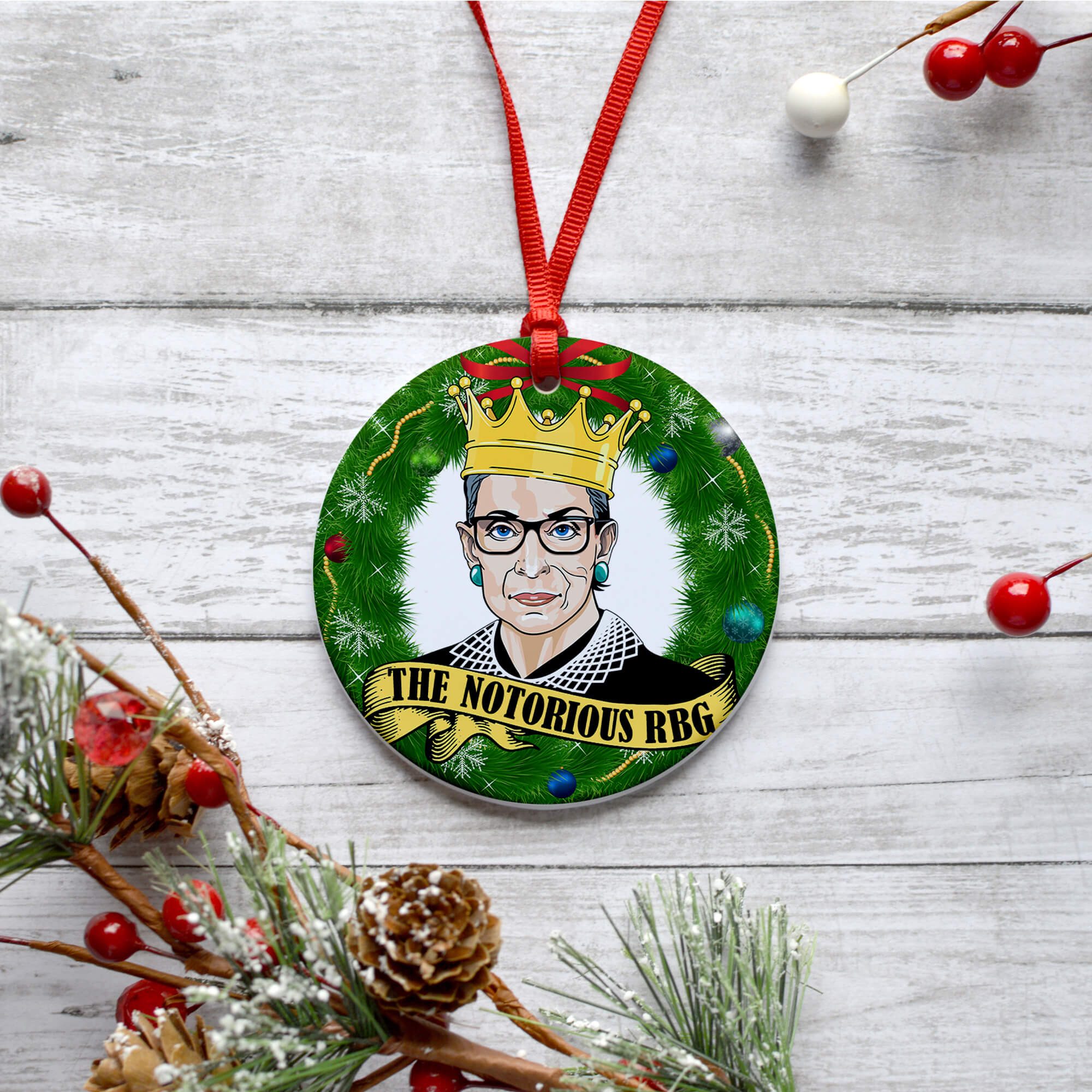 Rbg Christmas Ornament | The Notorious RBG Christmas Ornament Green ...