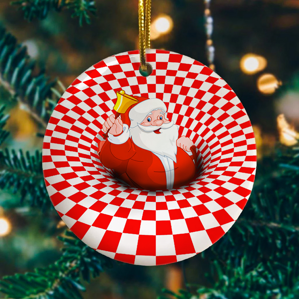 3d Illusion Santa Christmas Ornament | Optical Illusion 3d Santa Claus ...