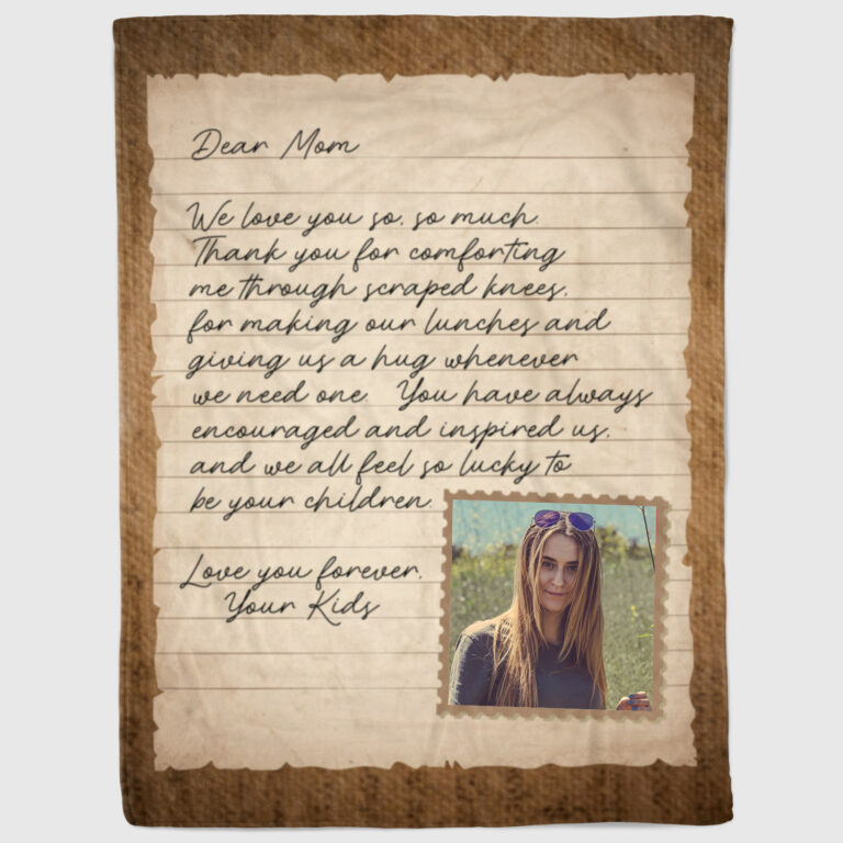 Mom Love Letter Blanket | Personalized Photo Dear Mom We Love You So ...