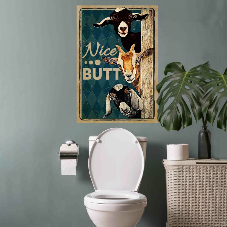 Goat Bathroom Decor | Nice Butt Funny Goats Toilet Bathroom Framed ...