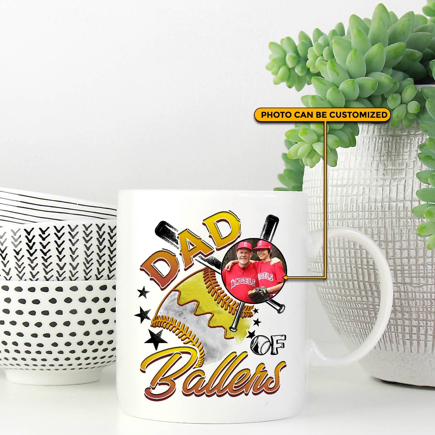 Baseball Softball Dad Mug | Personalized Photo Dad of Ballers Funny Dad ...