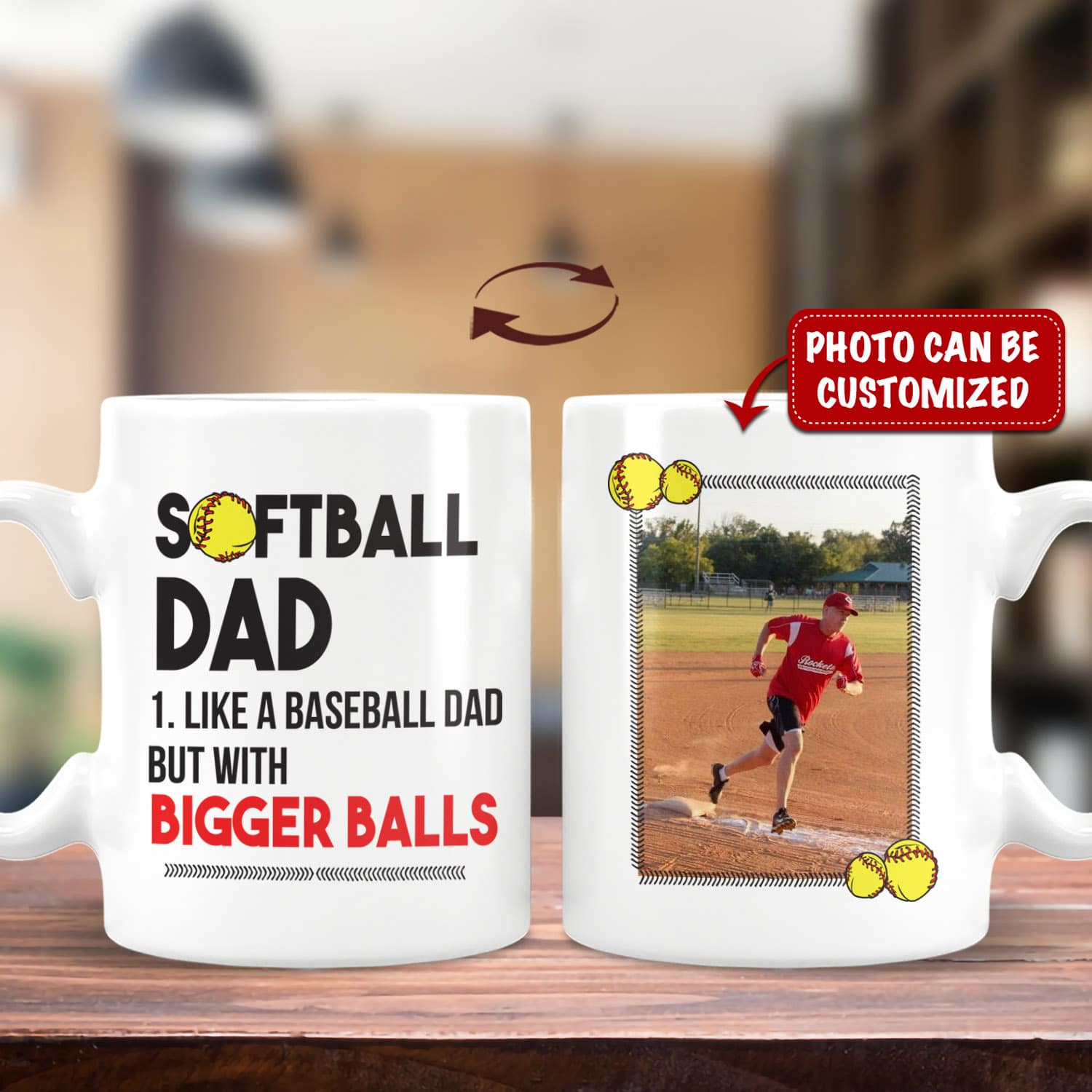 Baseball Dad Gifts | Personalized Photo Softball Dad Like a Baseball ...
