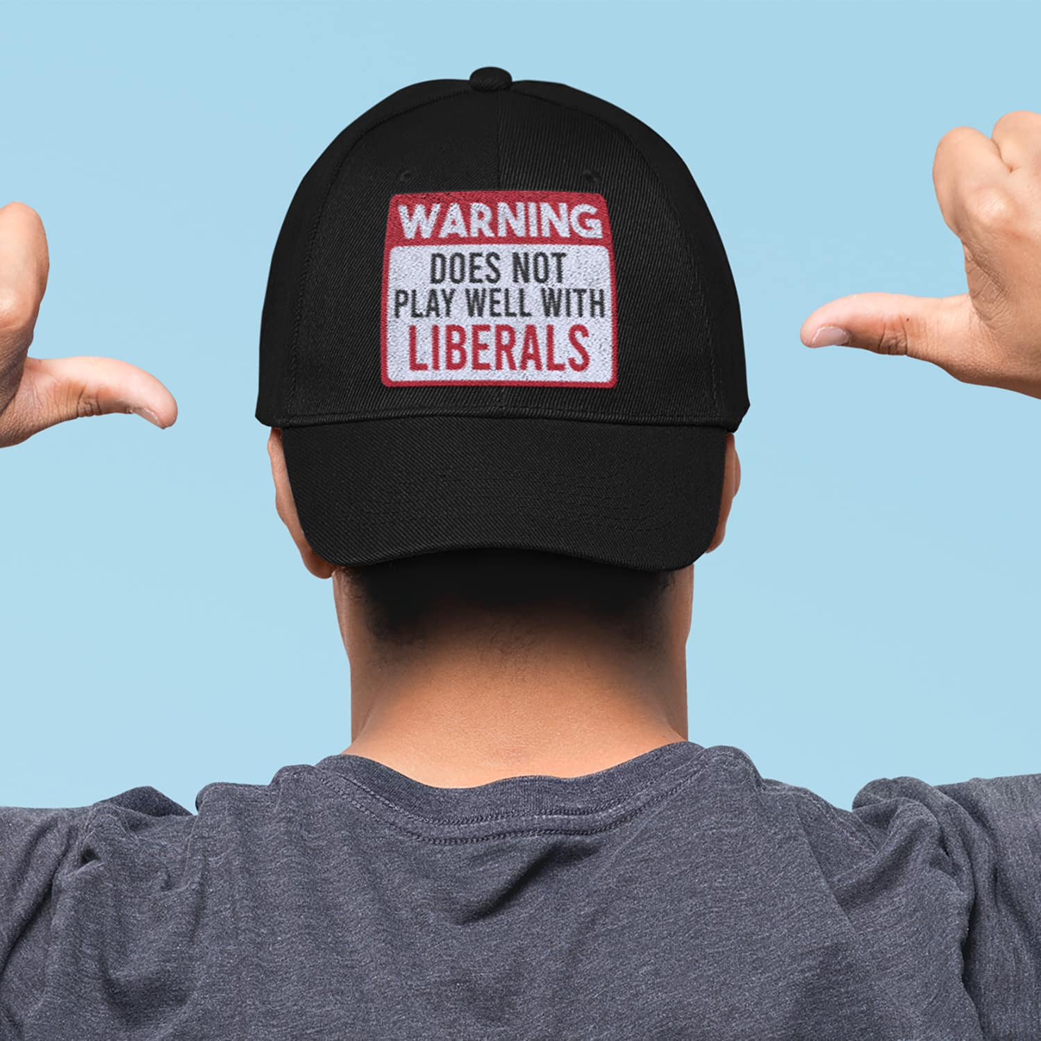 Warning Does Not Play Well With Liberals Twill Cap - Funny Republican ...