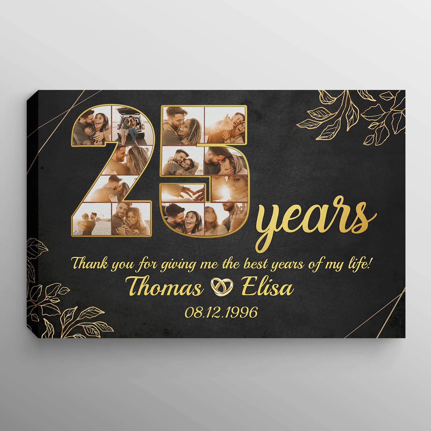 Personalized 25 Years Together Anniversary Framed Canvas - Custom Photo ...