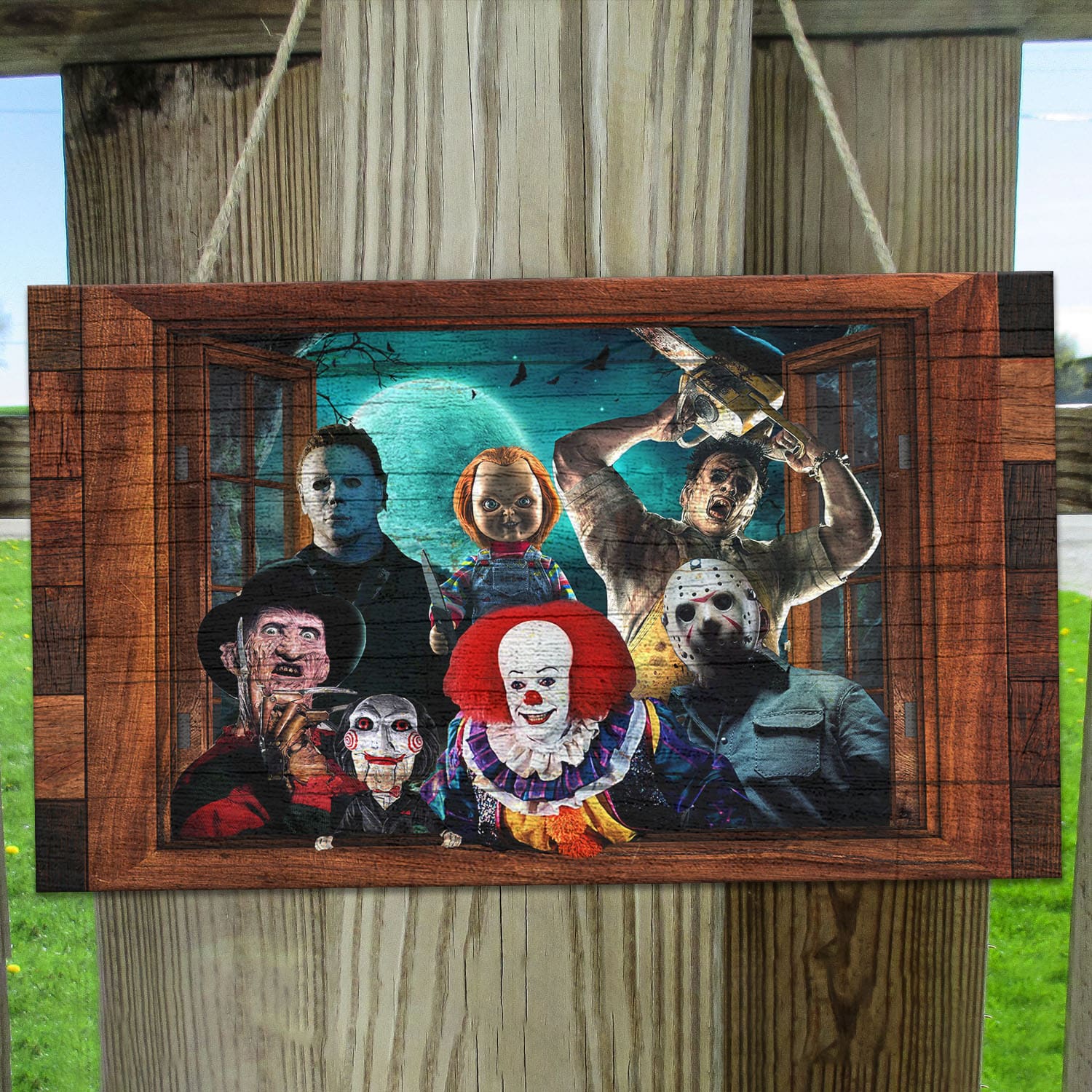 Horror Movie Wooden Door Sign - Michael Freddy Jason Horror Character ...