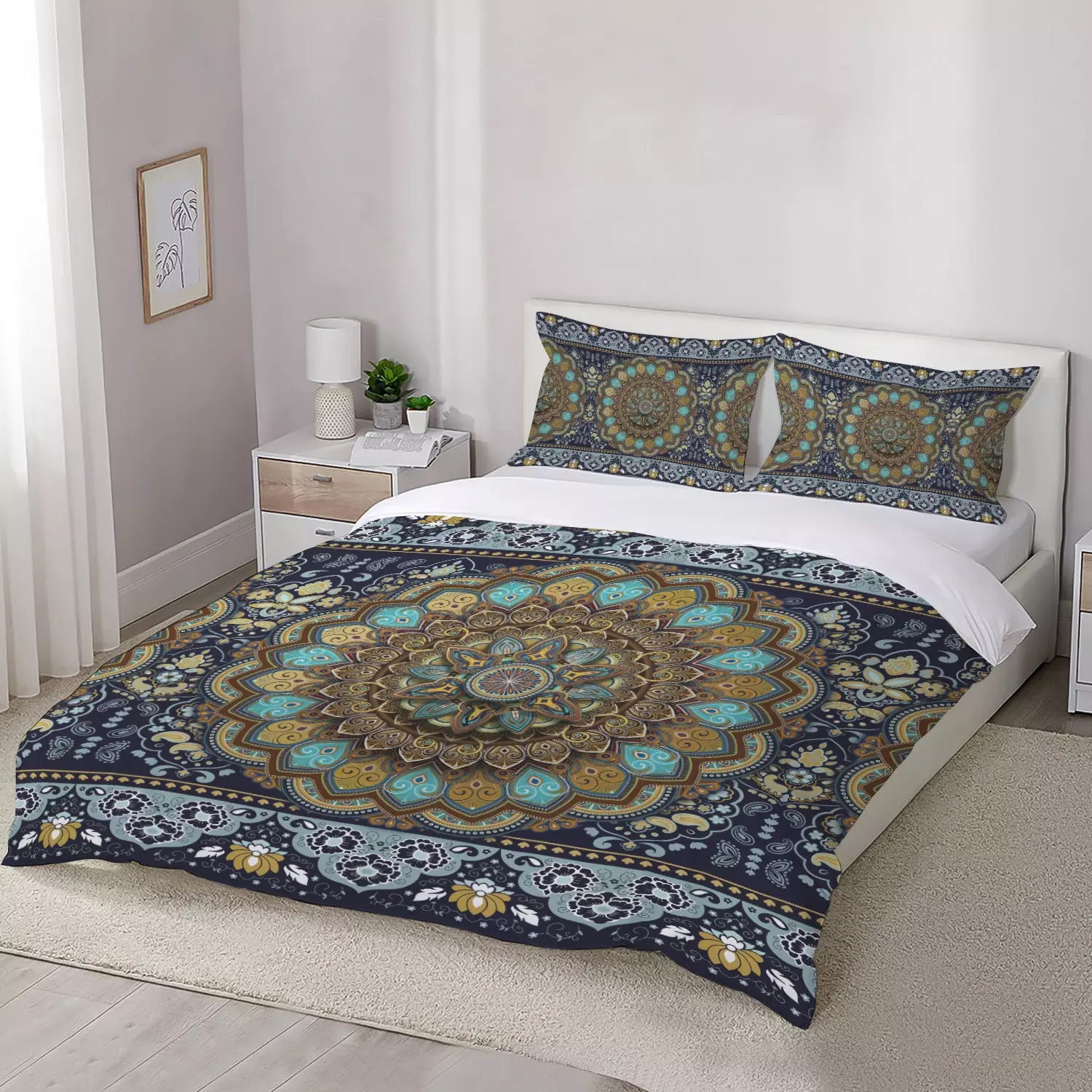 Mandala Pattern Buddhism Custom Bedding Set - Pillow and Duvet Cover ...