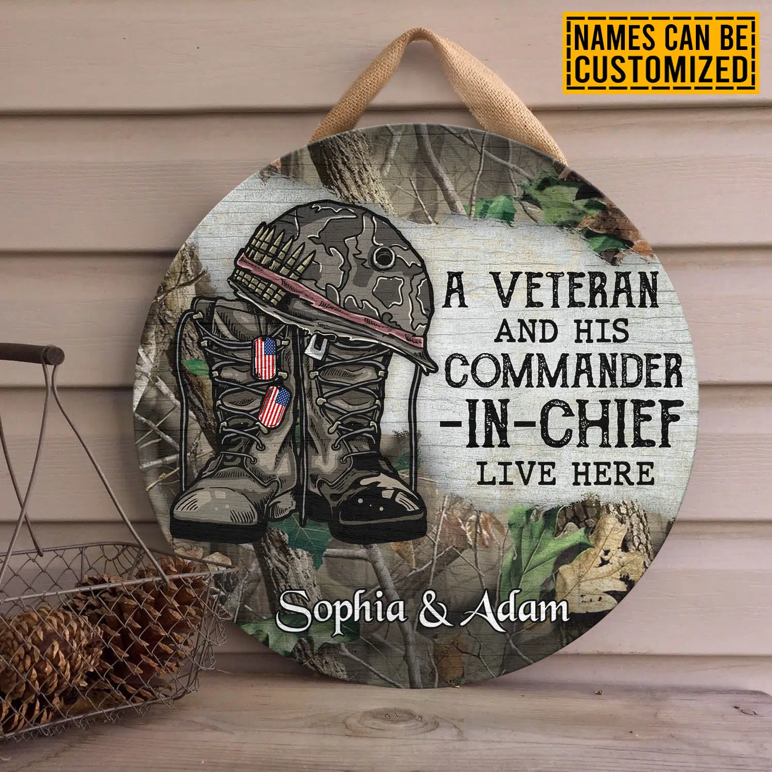 Personalized A Veteran And His Commander-In-Chief Live Here Decorative ...