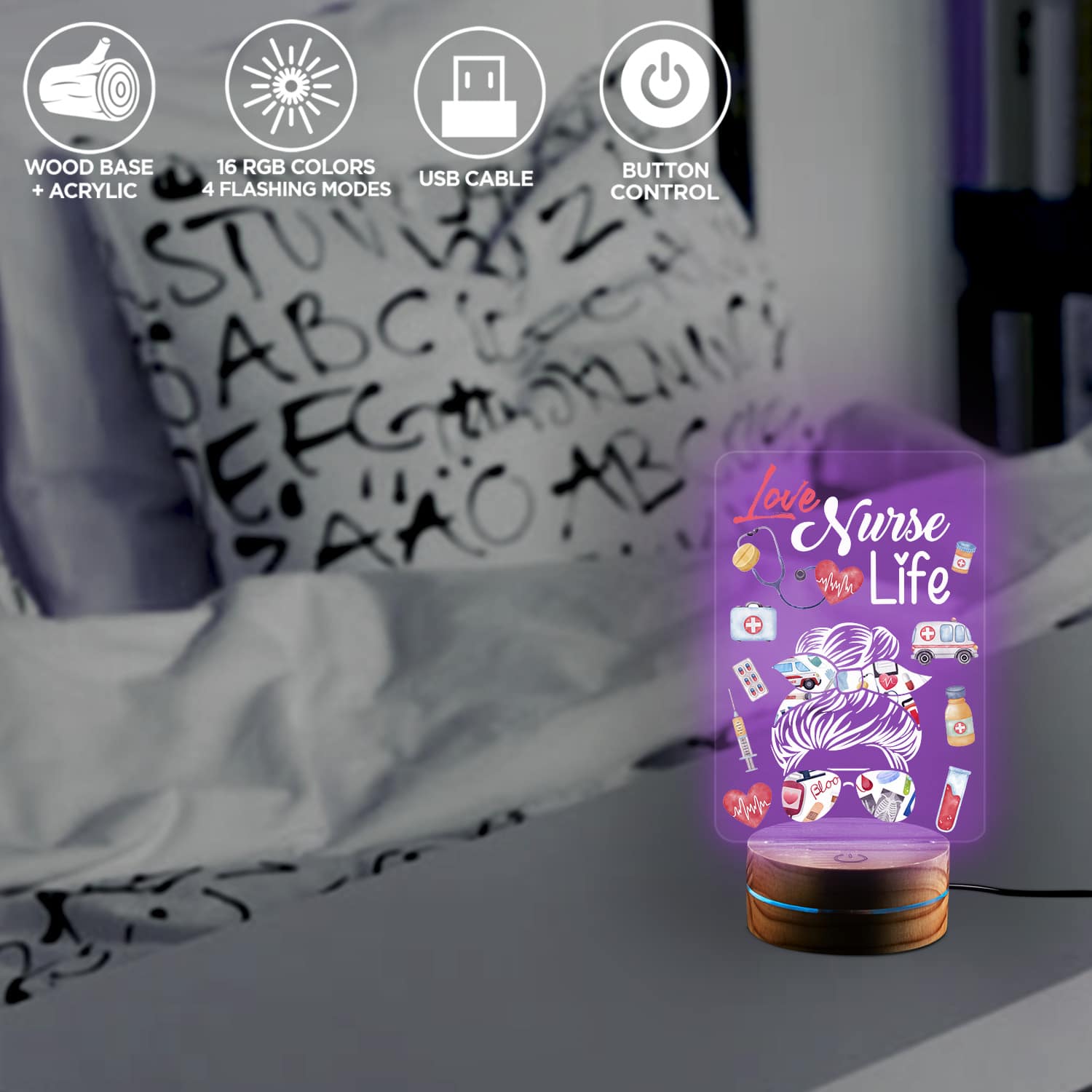 Love Nurse Life Night Light Decor - Nurse Gift 2D Led Light for Woman ...