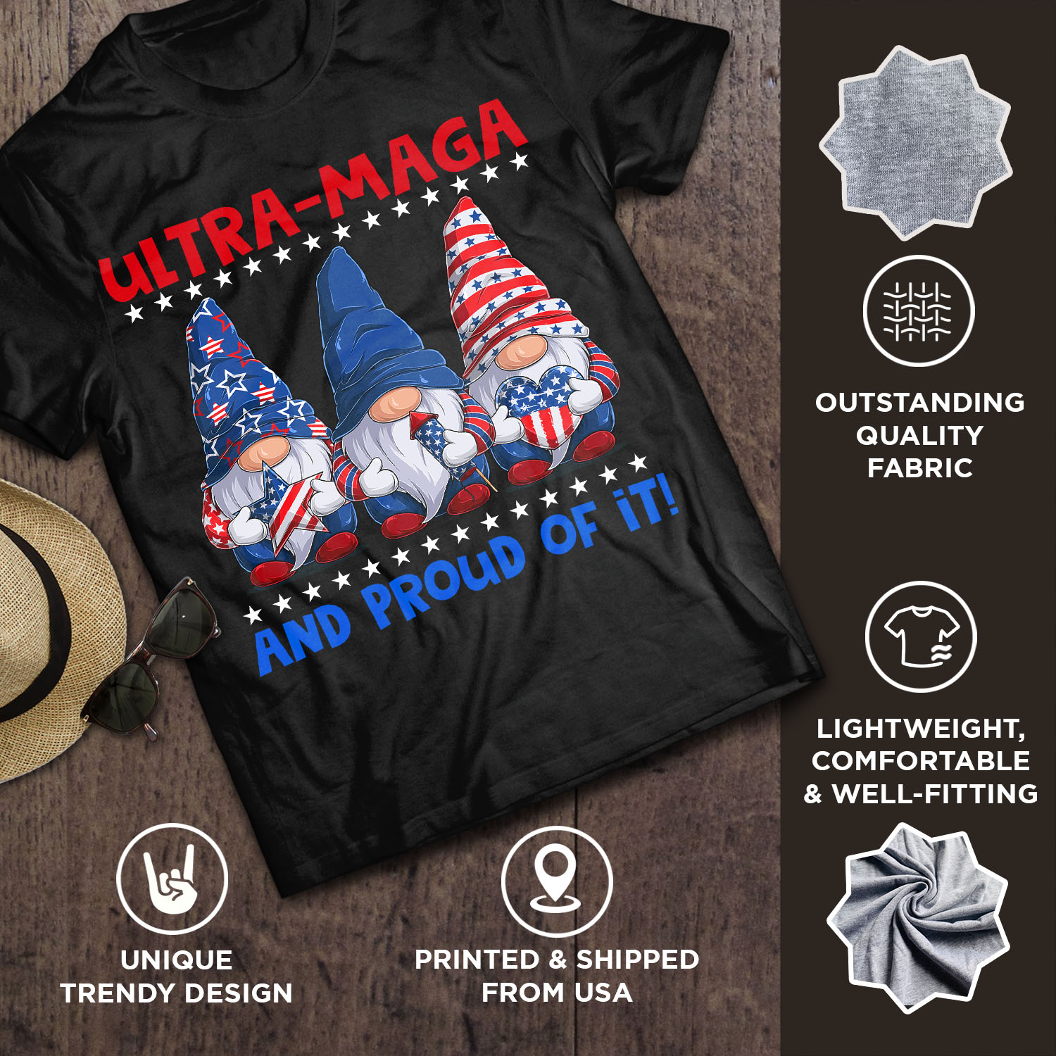 Ultra Maga And Proud Of It Funny Gnomes 4th Of July T-Shirt | CubeBik