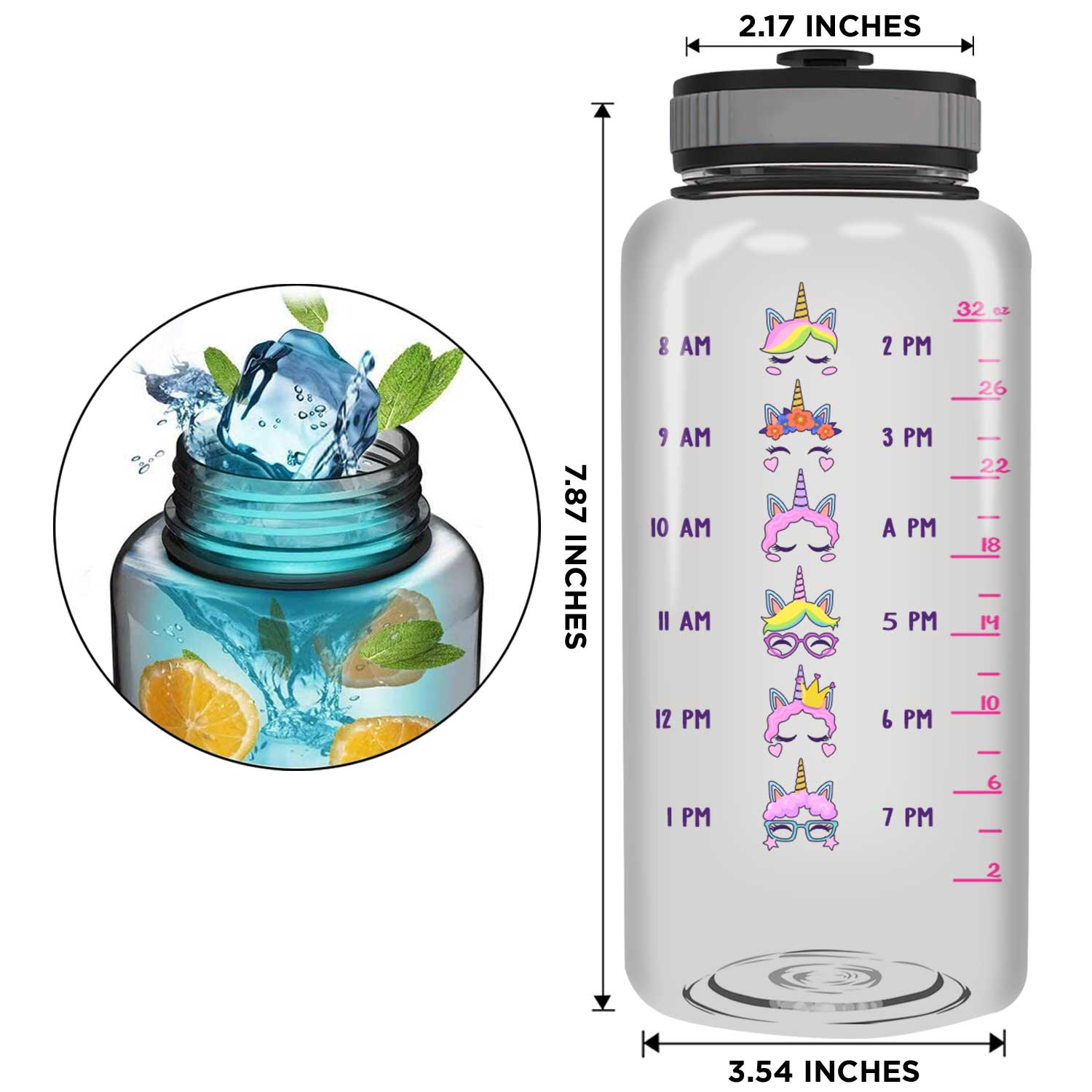 Personalized Inhale Exhale Funny Unicorn Yoga Water Bottle With Time ...