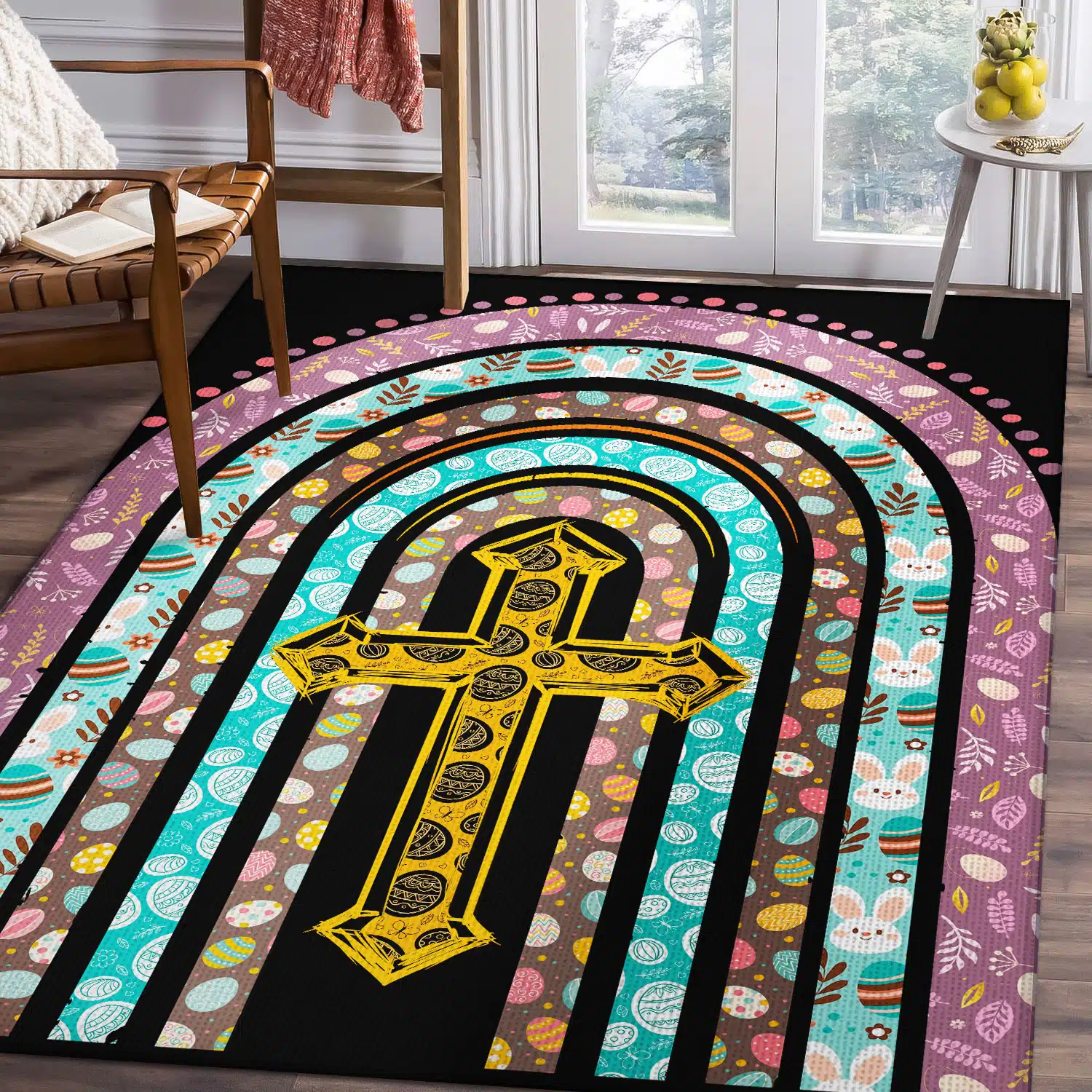 He Is Risen Leopard Rainbow Jesus Christian Rug - Happy Easter Day ...